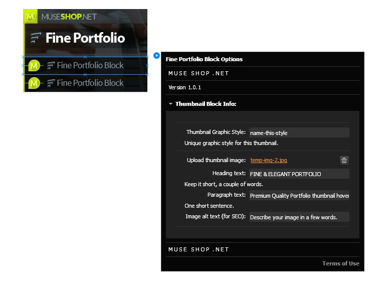 Fine Portfolio | Imporessive image effect for Adobe Muse | MuseShop.net
